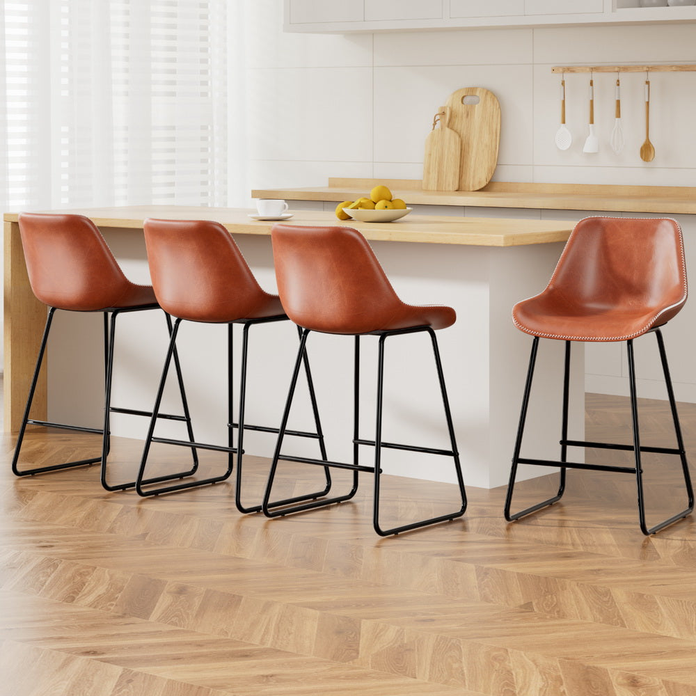 Set of 4 Archer Bar Stools - Brown