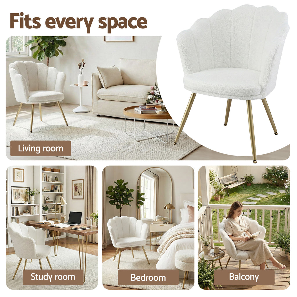 Armchair Teddy Fleece White Callista