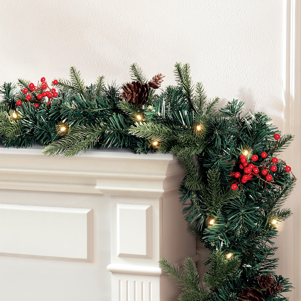 2.4M Christmas Garland with LED Lights – Perfect for Festive Party Déc