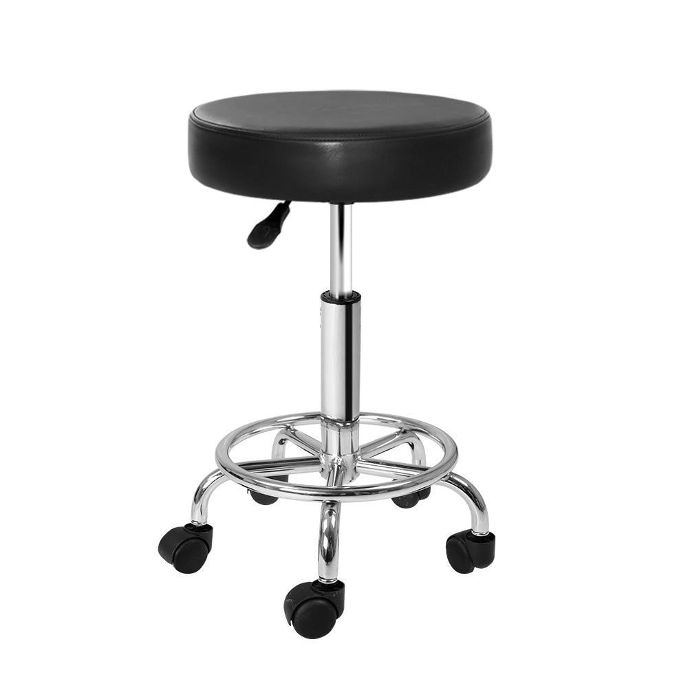 Round Salon Stool Black PU Swivel Barber Hair Dress Chair Hydraulic Li